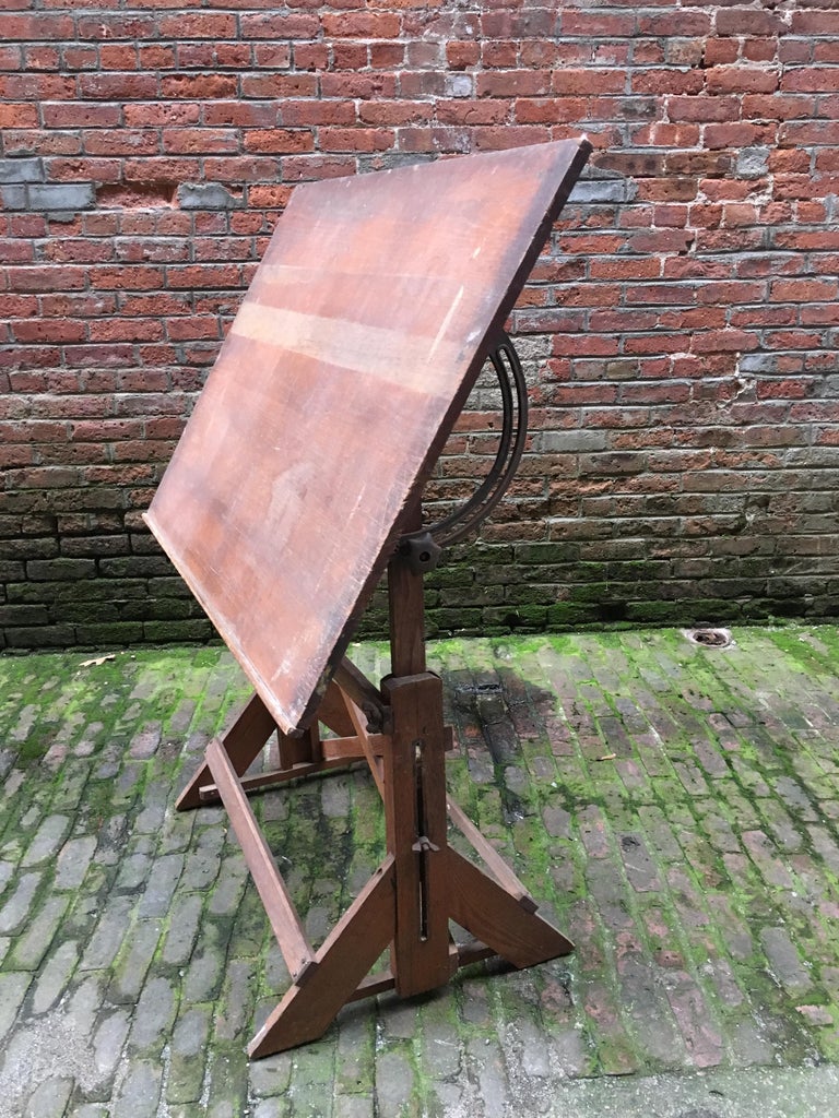 1940s Oak and Pine Drafting Table at 1stDibs
