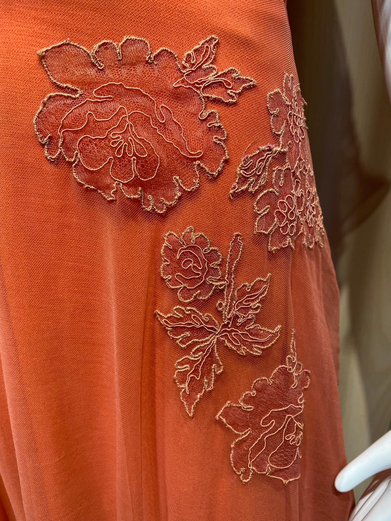 1940s Orange Tangerine Lace Cocktail Dress For Sale at 1stDibs