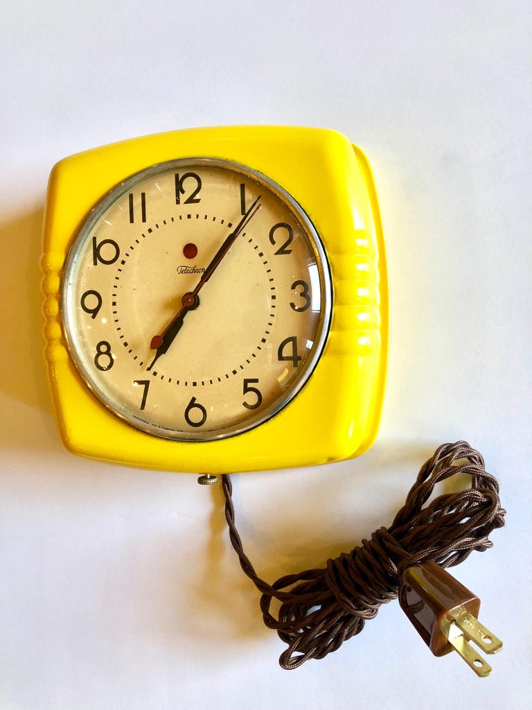 1940s Original Electric Art Deco Wall clock by Telechron at 1stDibs