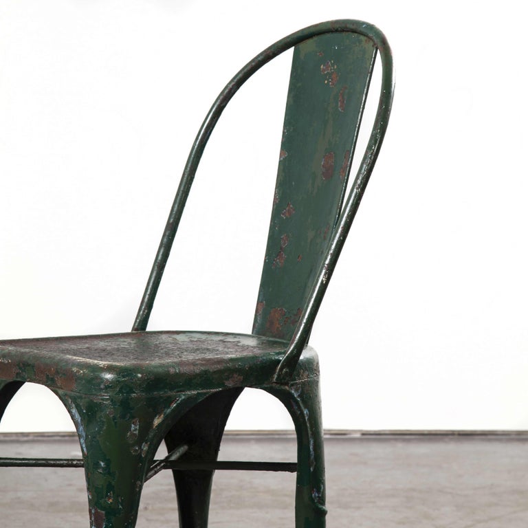 1940s Original Tolix Dining Chair, Model A, Green For Sale at 1stDibs