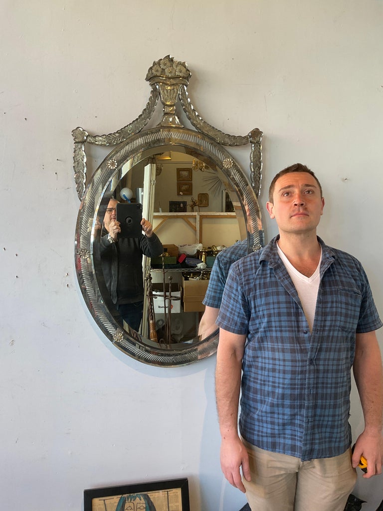 1940s Oval Venetian Mirror For Sale at 1stDibs