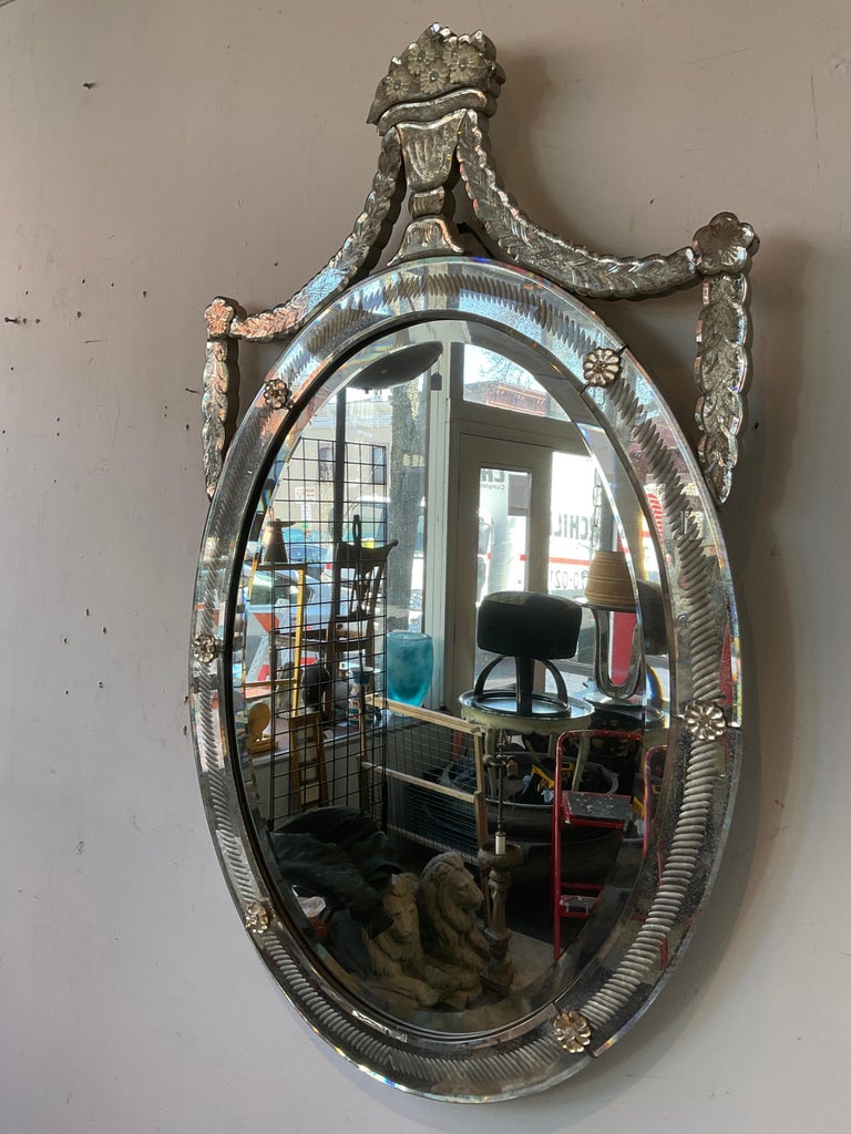 1940s Oval Venetian Mirror For Sale at 1stDibs