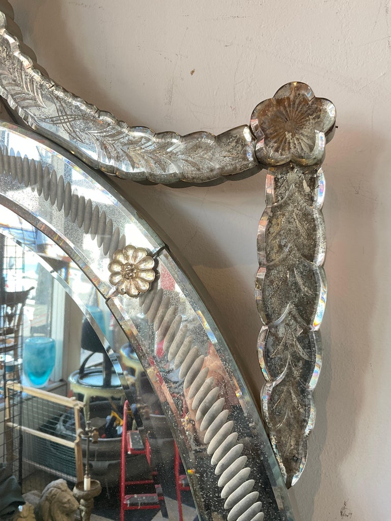 1940s Oval Venetian Mirror For Sale at 1stDibs