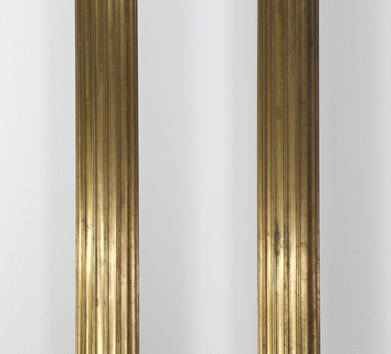 1940s Pair of Bronze Fluted Hollow Columns with Natural Bronze Patina ...