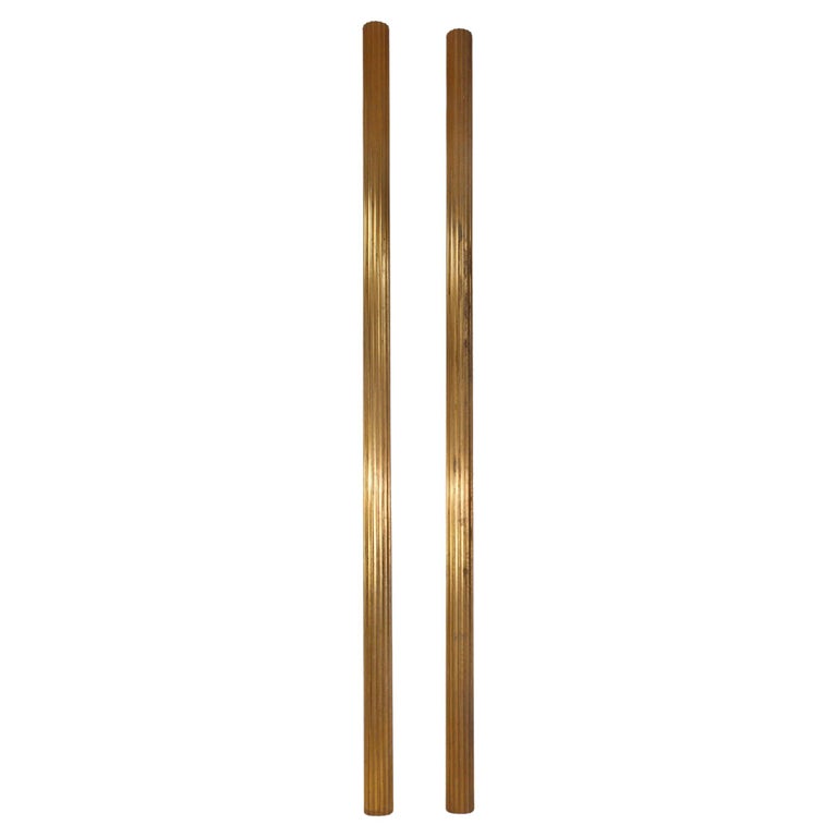 1940s Pair of Bronze Fluted Hollow Columns with Natural Bronze Patina ...