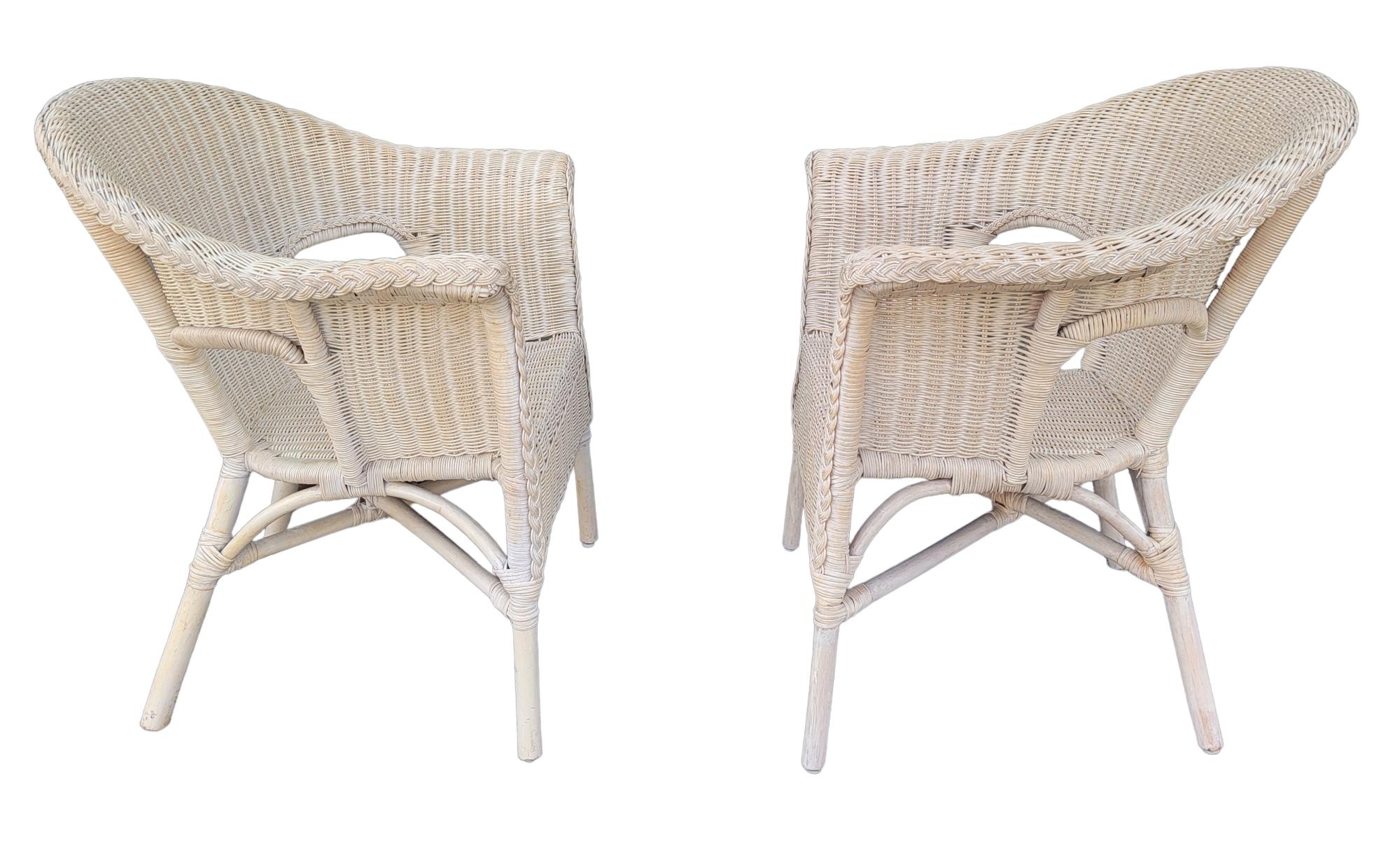 1940s Pair of Wicker Chairs in Original Paint at 1stDibs