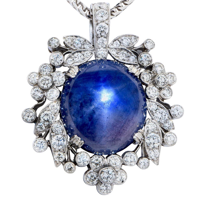 1940s Raymond Yard 15.83 Carat Star Sapphire Diamond and Platinum ...