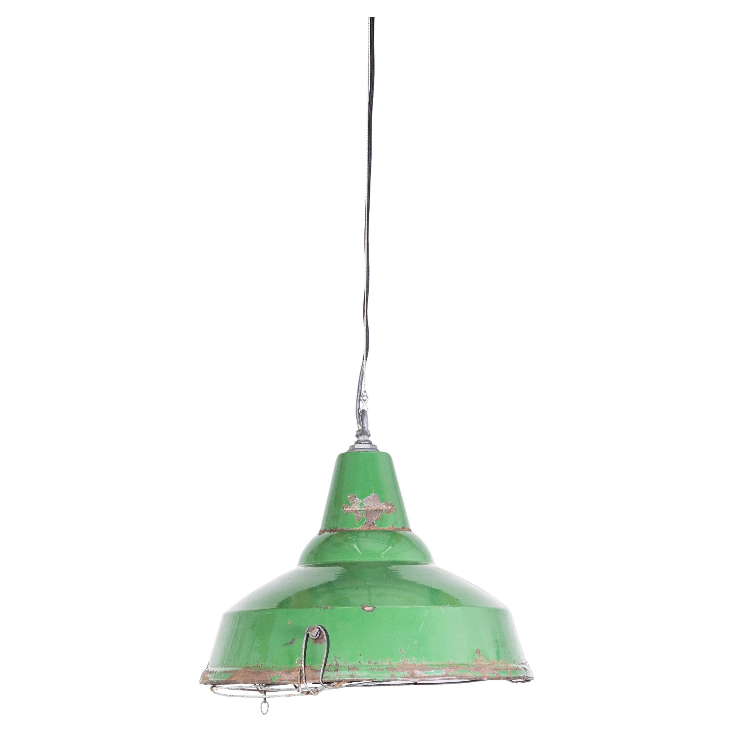 1940's Real Industrial Enamel Green Single Pendant Lamp - Mesh 16 Inch ...