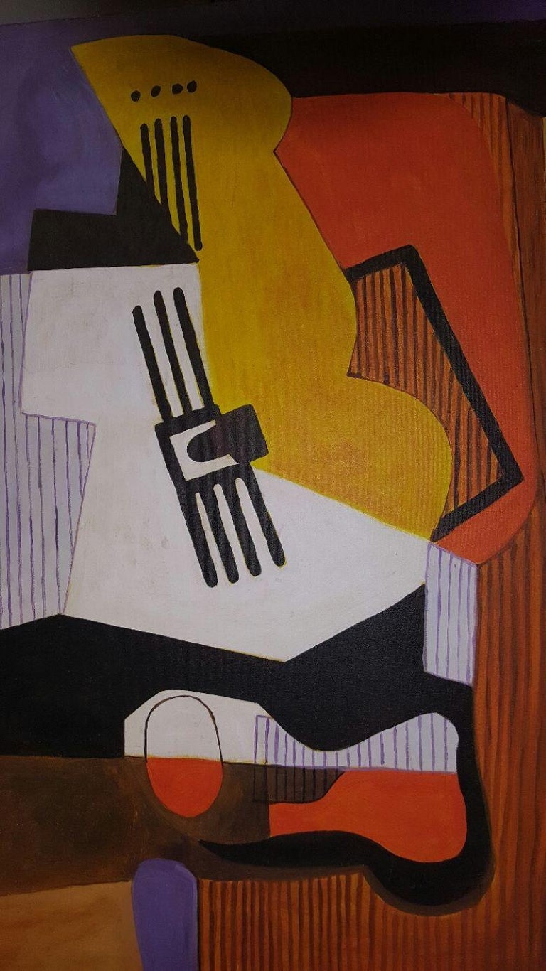 1940s Rendering Of Pablo Picasso "Still Life With Guitar" by Artist Ray ...