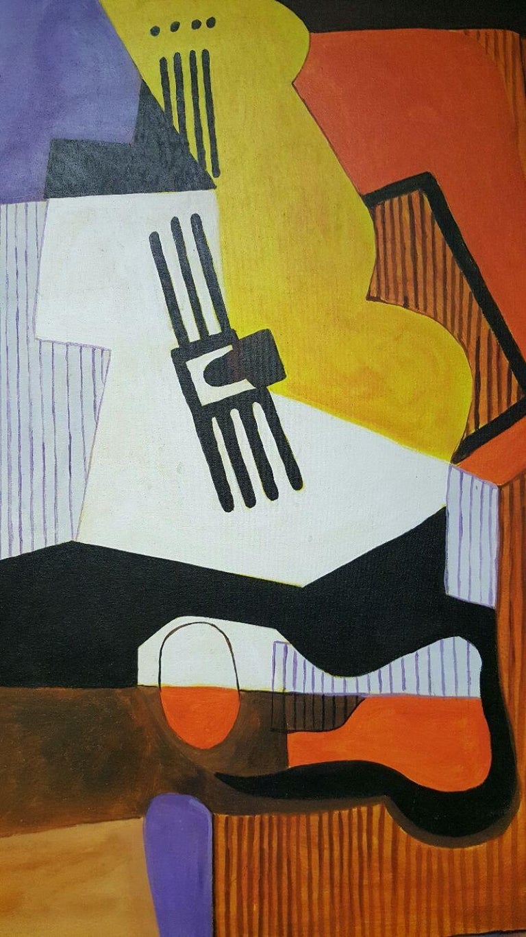 1940s Rendering Of Pablo Picasso "Still Life With Guitar" by Artist Ray ...