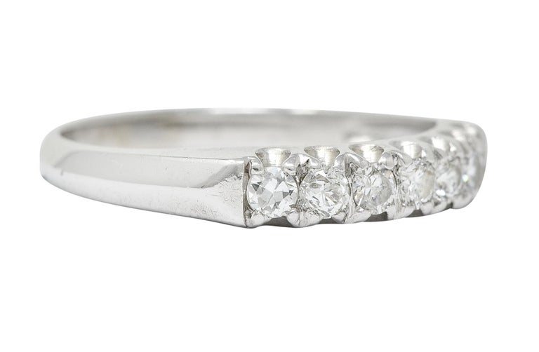 1940's Retro 0.35 Carat Diamond Platinum Fishtail Band Ring at 1stDibs