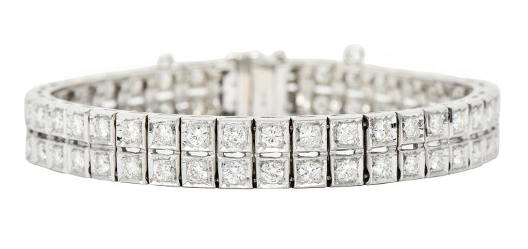1940's Retro 5.50 CTW 14 Karat White Gold Double Line Bracelet For Sale ...
