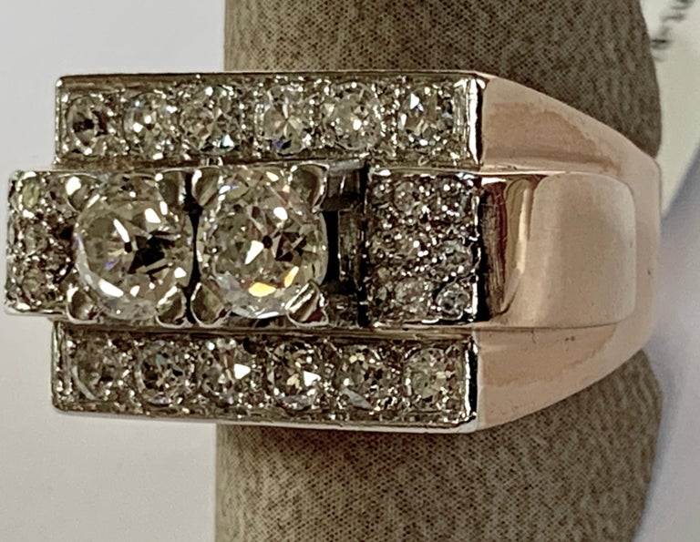 1940s Retro Diamond Gold Tank Ring at 1stDibs | tank rings, what is a ...