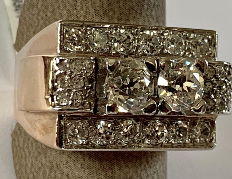 1940s Retro Diamond Gold Tank Ring at 1stDibs | tank rings, what is a ...