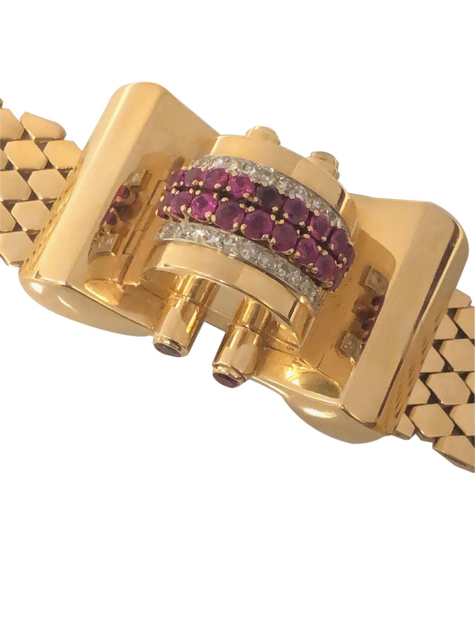 1940s Retro Rose Gold and Gem set Large Hidden Surprise Watch For Sale ...