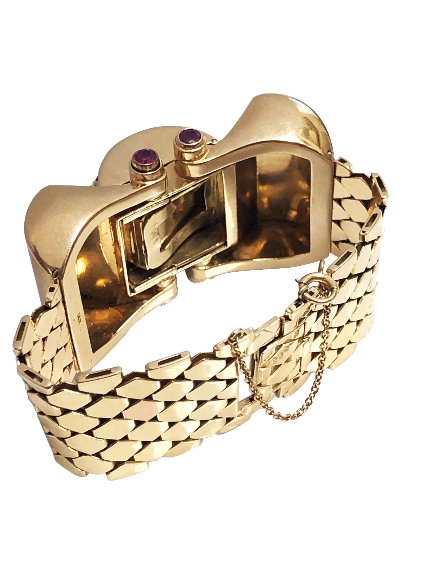 1940s Retro Rose Gold and Gem set Large Hidden Surprise Watch For Sale ...