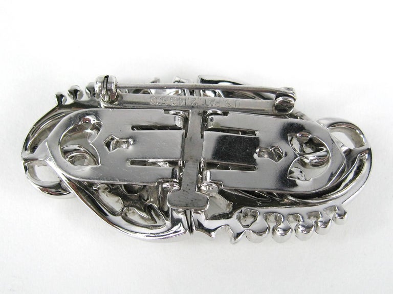 1940s Rhinestone Old Hollywood Coat Clip- Brooch Pin at 1stDibs