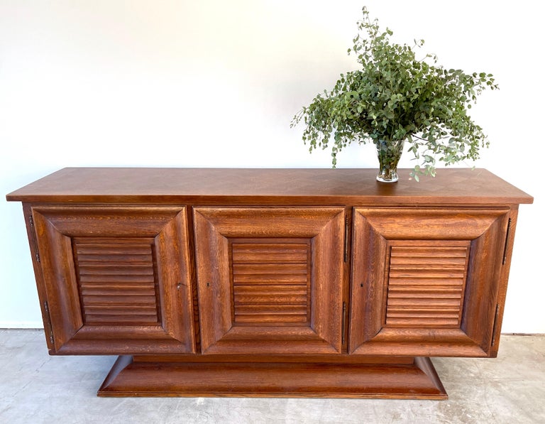 1940's Ribbed Oak Cabinet For Sale at 1stDibs