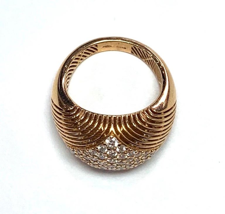 1940s Rose Gold Diamond Bombay Style Ring For Sale at 1stDibs