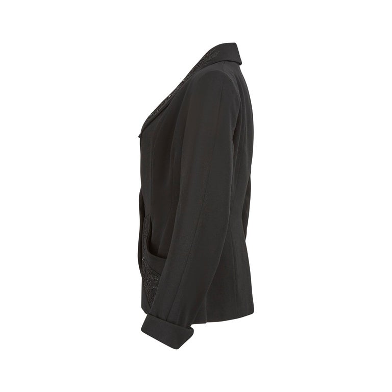 1940s Sally Slade Wool and Beaded Soutache Work Jacket For Sale at 1stDibs