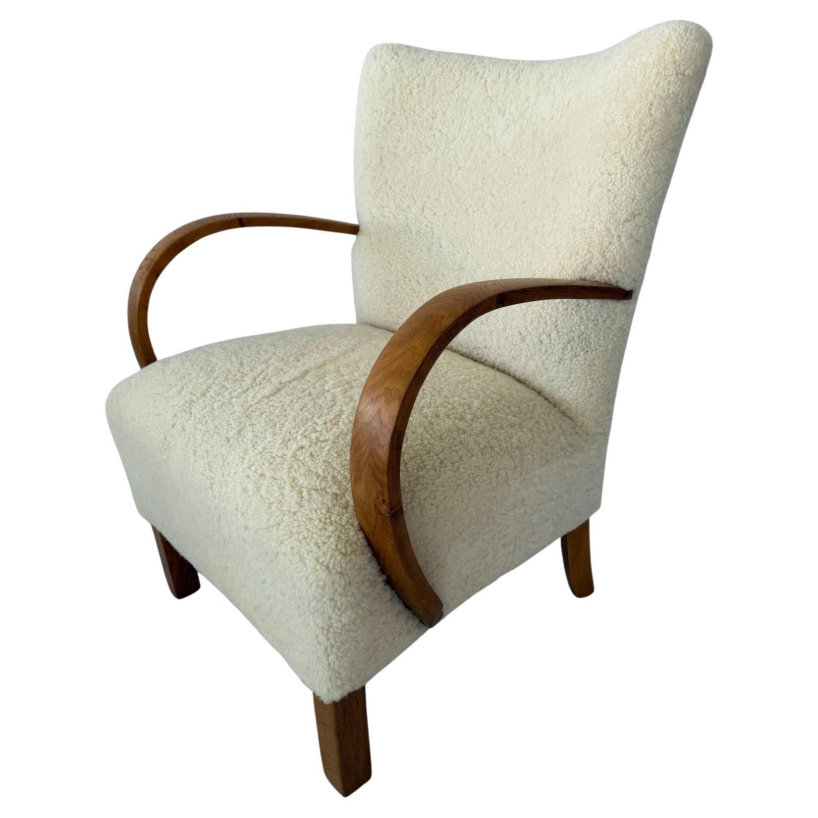 1940's Scandinavian Sheepskin / Shearling Lounge chair For Sale at 1stDibs