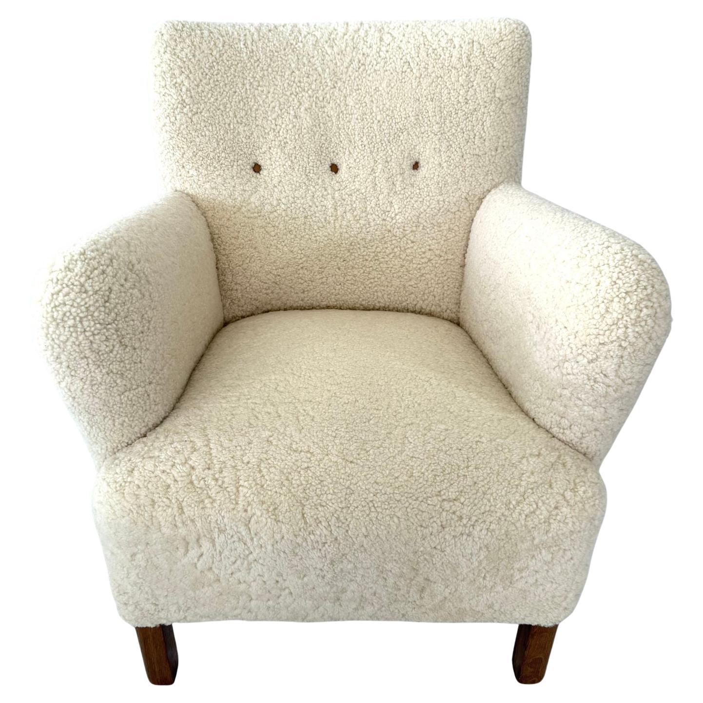 Scandinavian Modern Lounge Chairs in Grey/Black Sheepskin Shearling ...