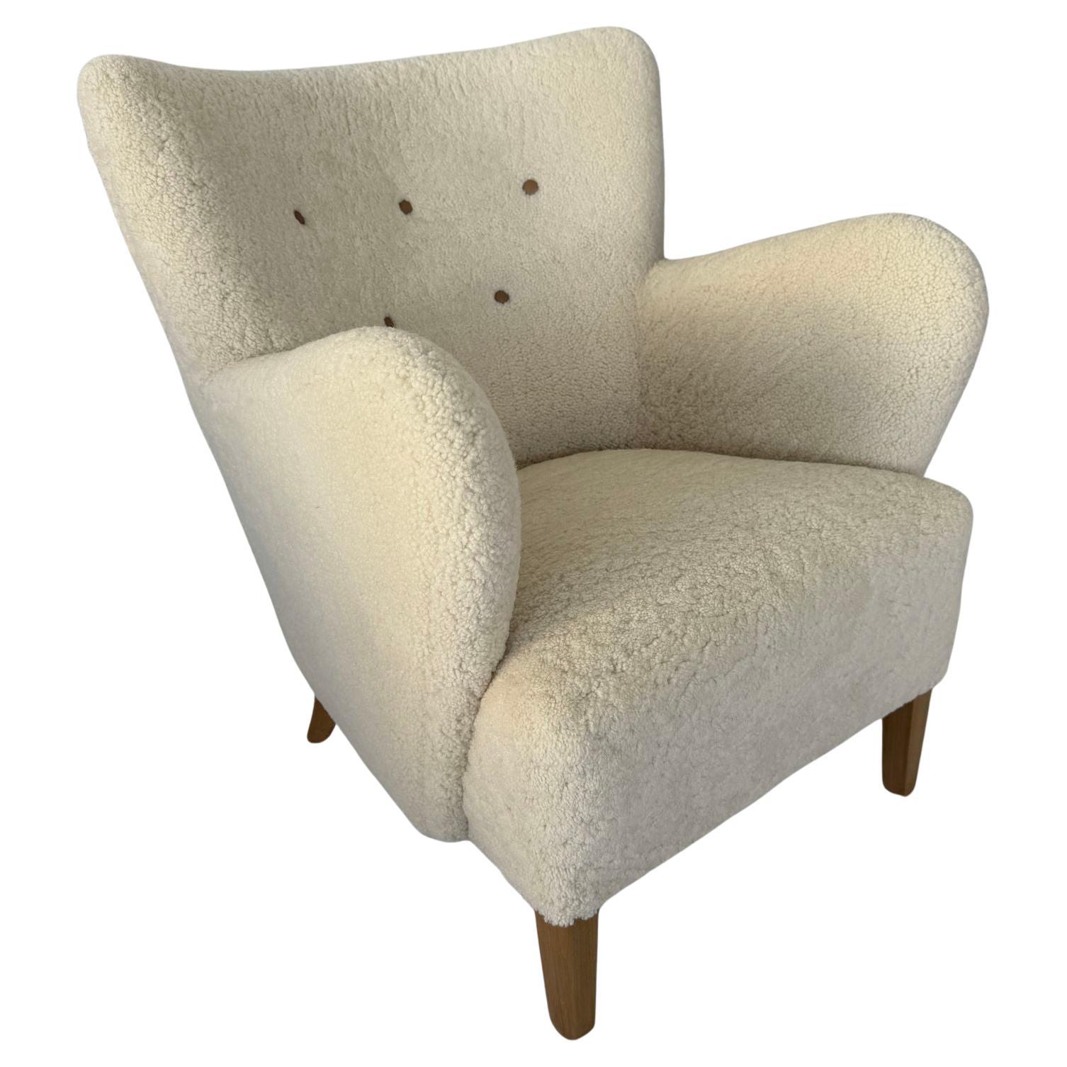 Large Pair of 1940's Scandinavian Sheepskin / Shearling Lounge Chairs ...