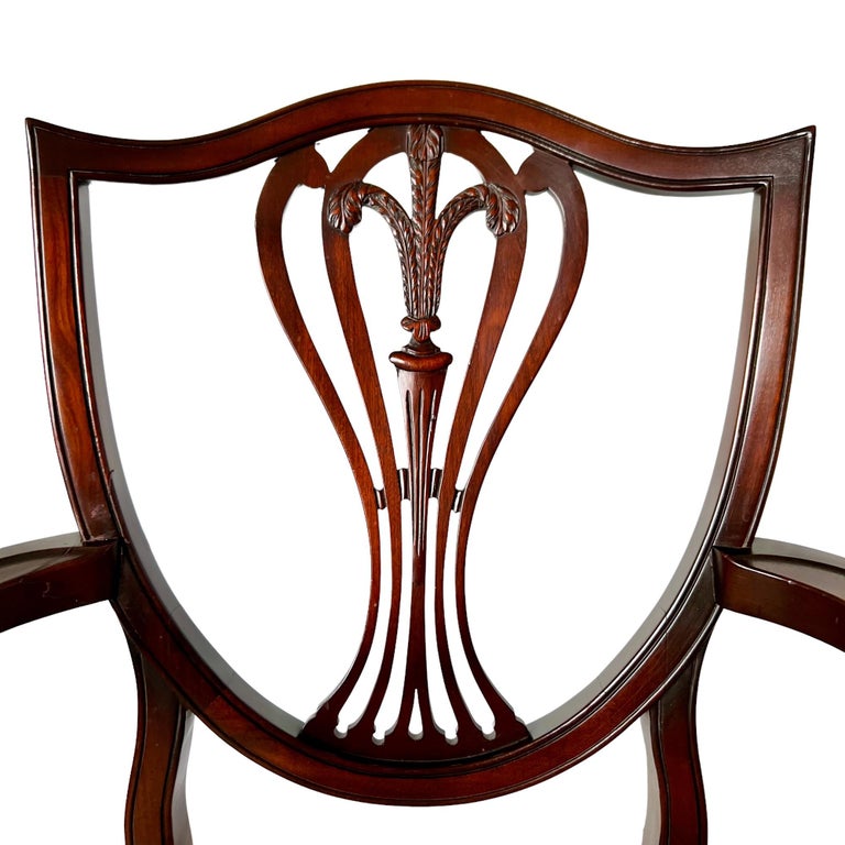 1940s Sheraton Shield Back Embroidered Accent Chair For Sale at 1stDibs