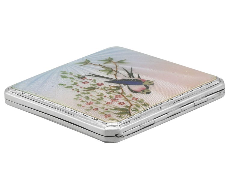 1940s, Sterling Silver and Enamel Compact by Joseph Gloster Ltd For ...