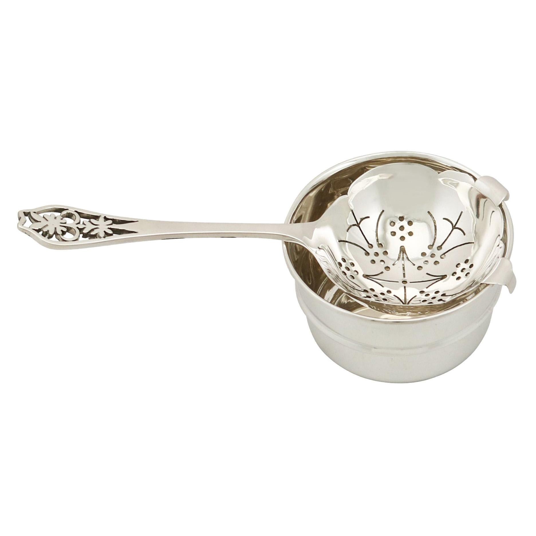 Antique Pryor Strawberry Sterling Silver Tea Strainer at 1stDibs