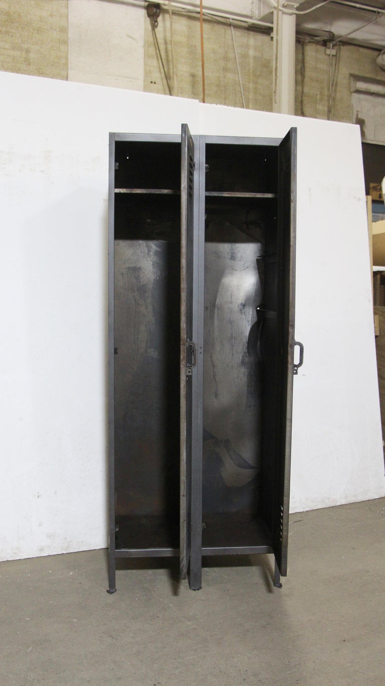 1940s Stripped and Lacquered Steel Double Locker For Sale at 1stDibs