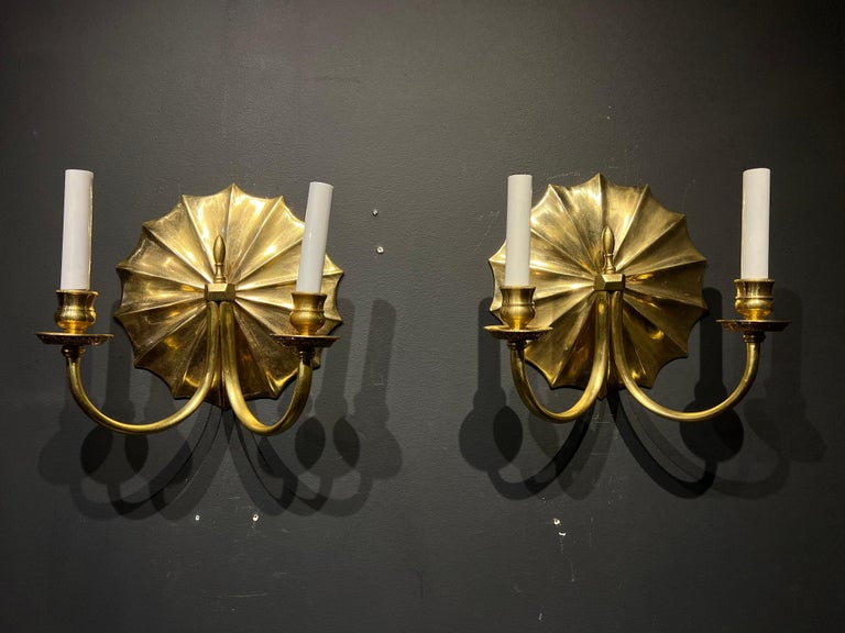 1940s Sunburst Big Bronze Sconces For Sale at 1stDibs