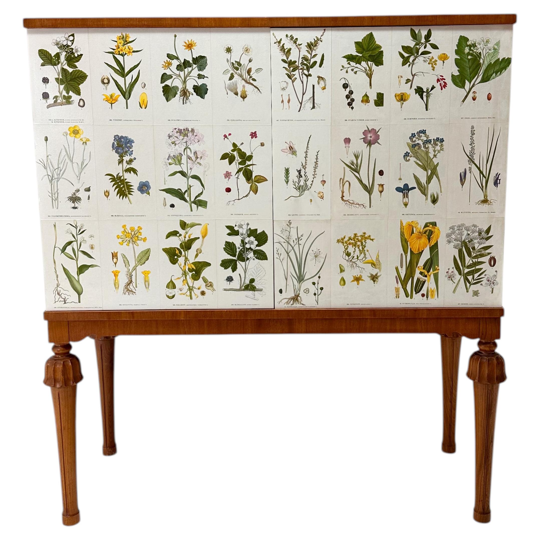 Swedish Modern 1940s Cabinet with Antique Nordens Flora Decor For Sale ...