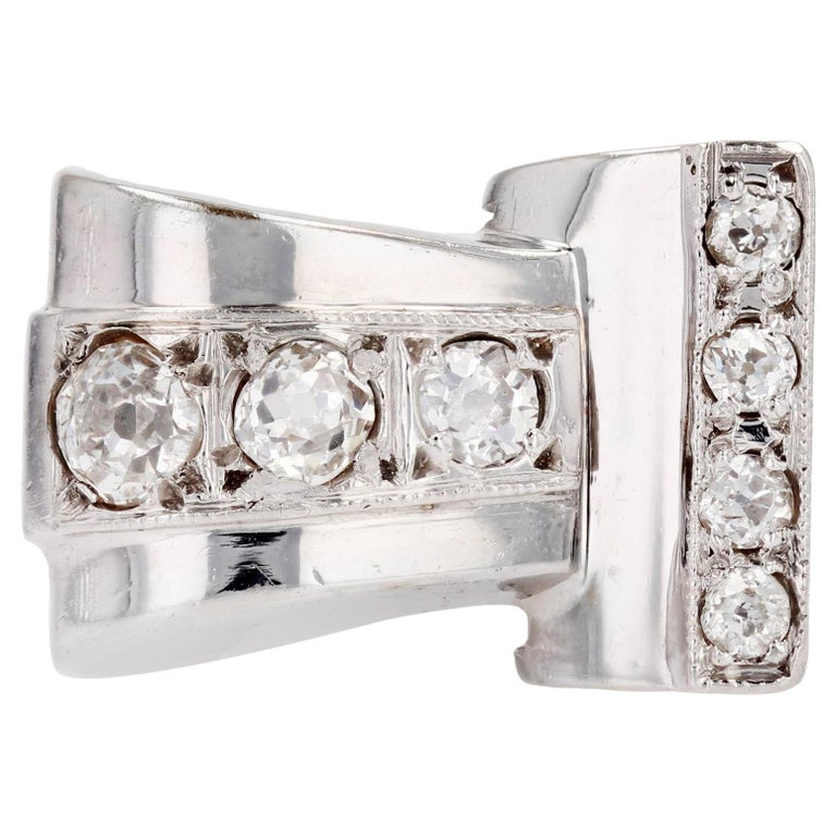 1940s Tank Diamond Asymetrical 18 Karat Gold Signet Ring For Sale at ...