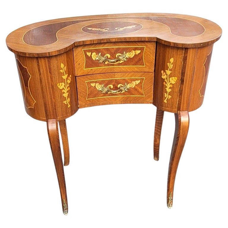 1940s Two-Drawer Continental Marquetry Mahogany Kidney Dressing Table ...
