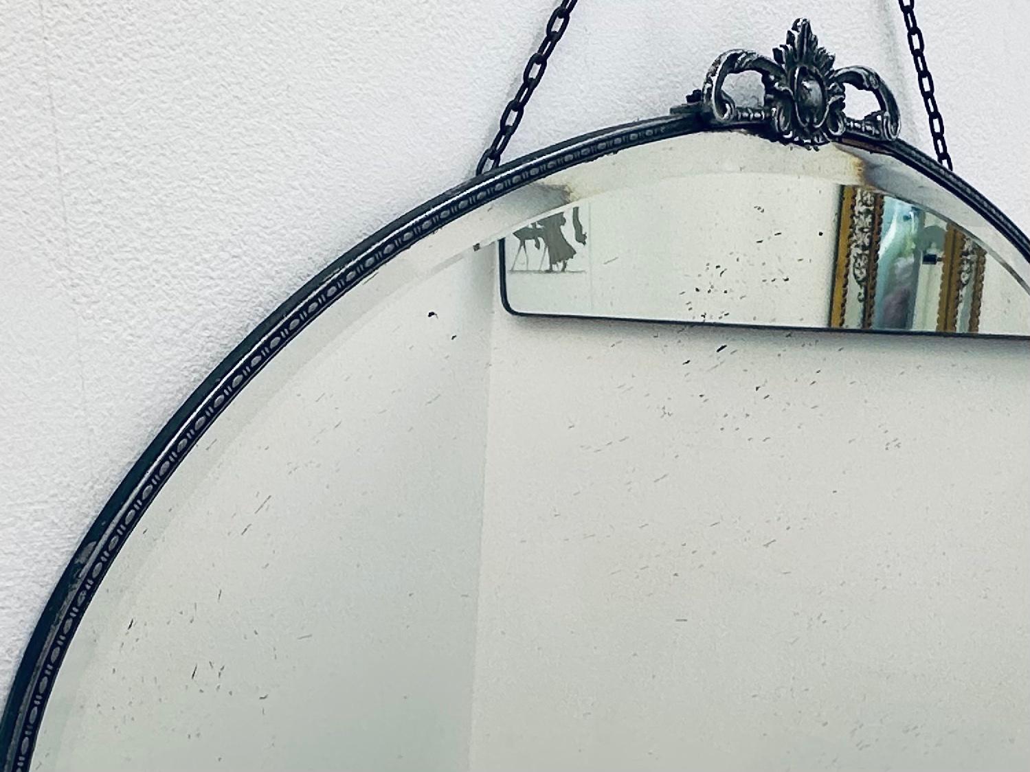 1940s Vintage Art Deco Oval Bevelled Edged Chrome Framed Glass Wall ...