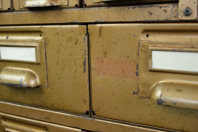 1940s Vintage Industrial Metal Drawer Cabinet by S.N.O.R., Gold Painted ...