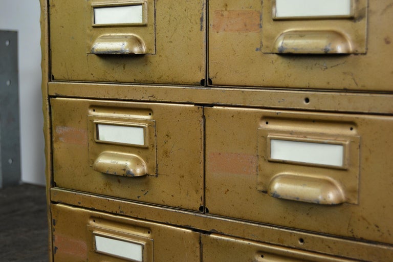 1940s Vintage Industrial Metal Drawer Cabinet by S.N.O.R., Gold Painted ...