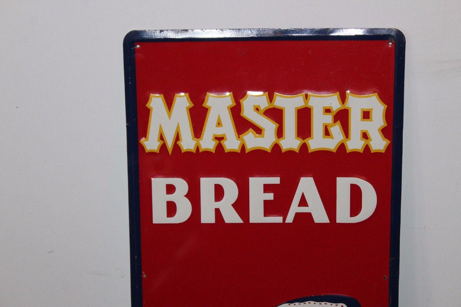 1940s Vintage Master Bread Tin Advertising Sign For Sale at 1stDibs ...