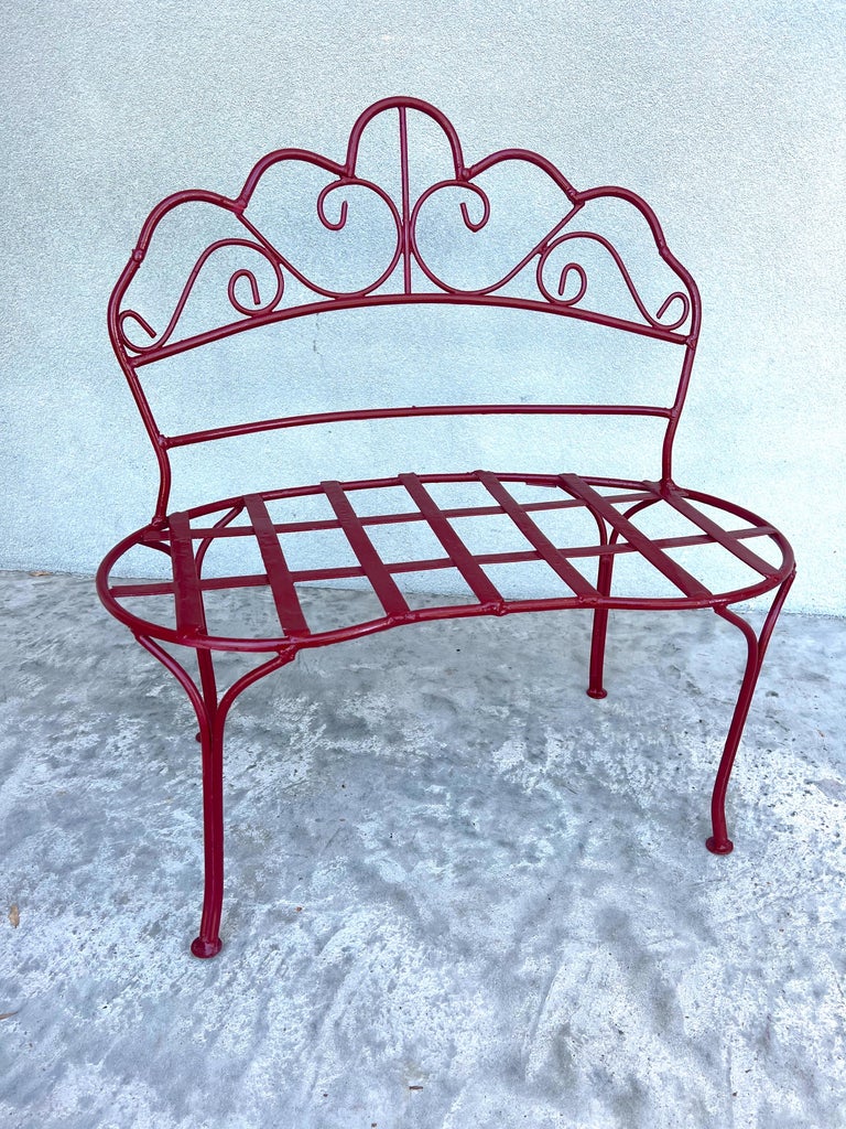 1940s Vintage Petite Iron Garden Bench For Sale at 1stDibs
