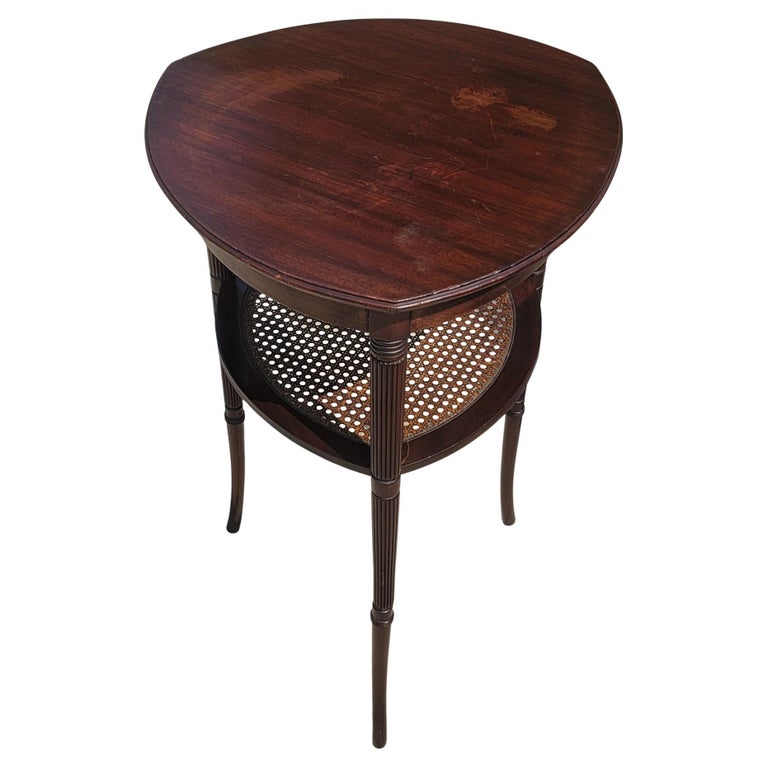 1940s Vintage Triangular Two-Tier Mahogany and Cane Side Table Candle ...