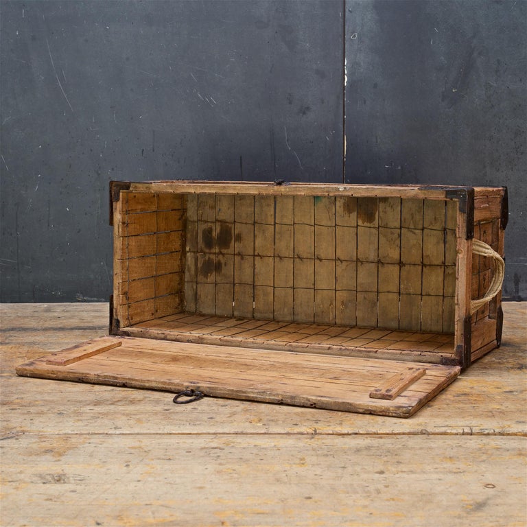1940s Wooden Lidded Factory Transport Box Vintage Industrial Slatted ...