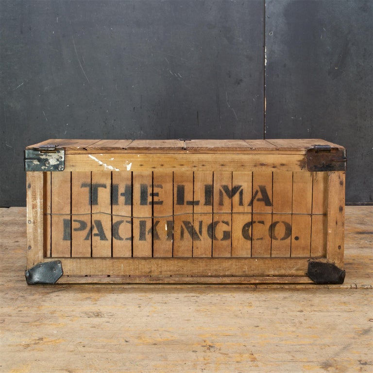 1940s Wooden Lidded Factory Transport Box Vintage Industrial Slatted ...