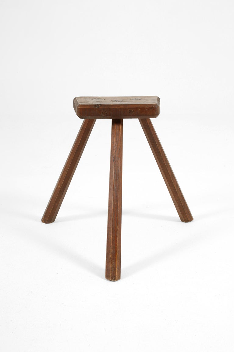 1940s Wooden Tripod Work Stool For Sale at 1stDibs