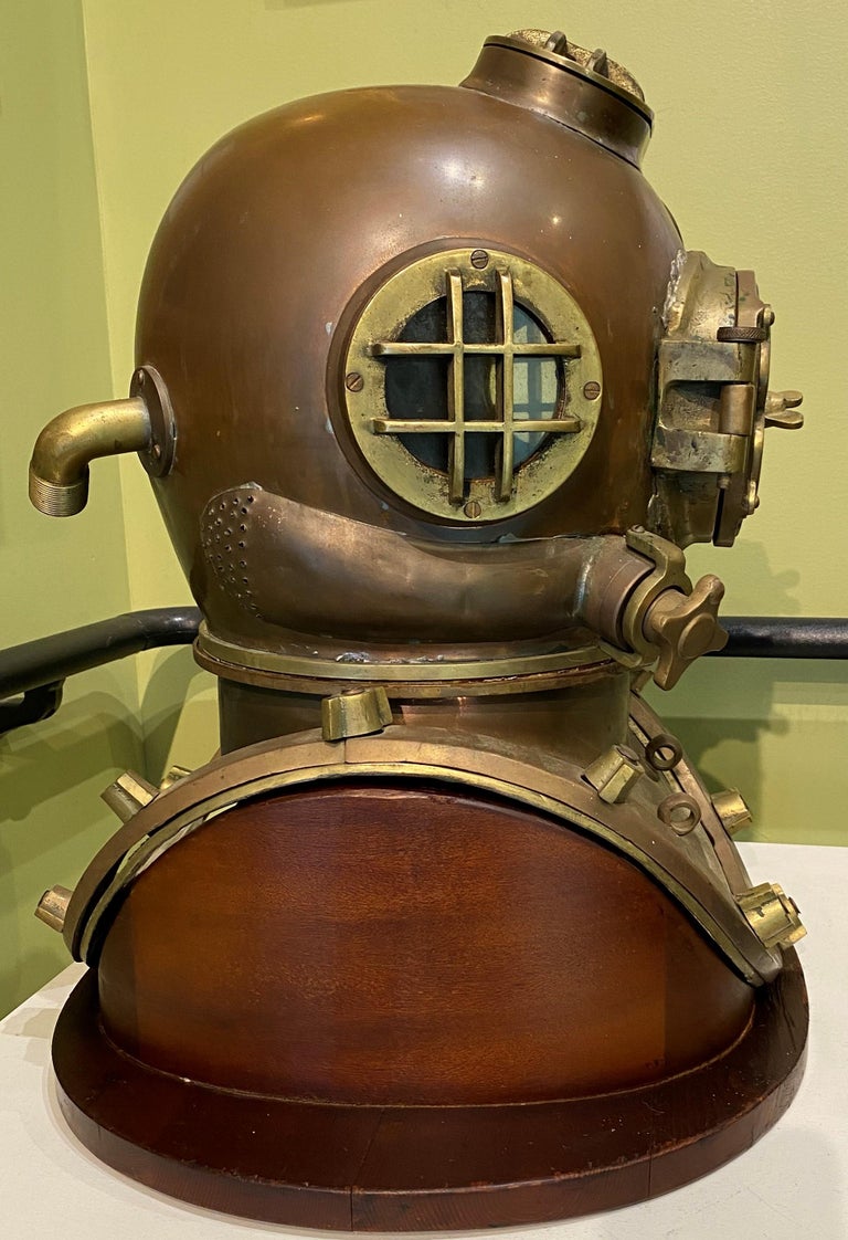 1941 US Navy Replica Diving Helmet Mark V, with Custom Wooden Stand For ...