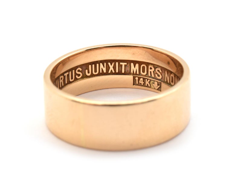 1943 14 Karat Yellow Gold Masonic Fourteenth Degree Motto Band Ring at ...