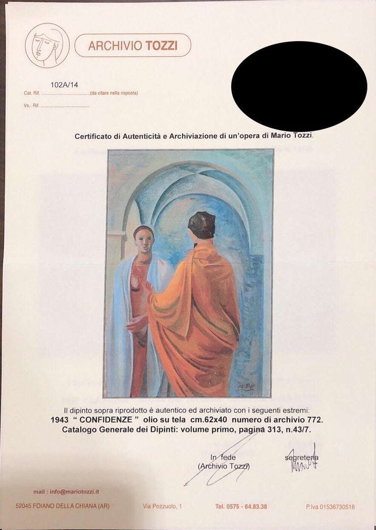 1943 Mario Tozzi "Confidenze" Oil on Canvas Painting at 1stDibs