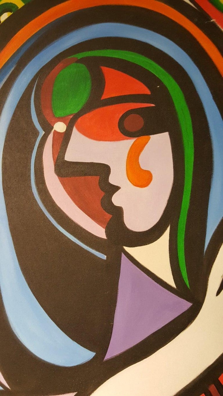 1946 Vintage Ray Martinez Oil on Canvas Rendering of the Girl before a ...