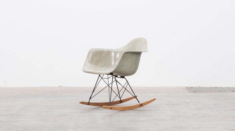 1948 Parchment Color Fiberglass Shell RAR Rocking Chair by Charles and ...