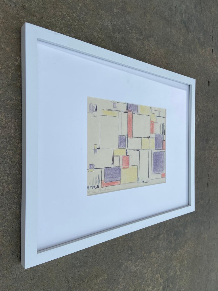 1949 Abstract Expressionist Geometric Drawing on Paper by Eve Clendenin ...